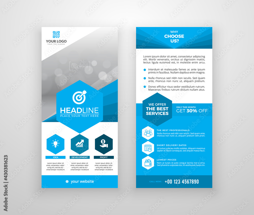 Double-sided DL flyer design. Brochure or flyer template. Layout with ...