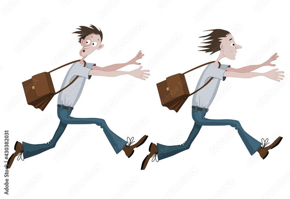 Man Running Fast Scared