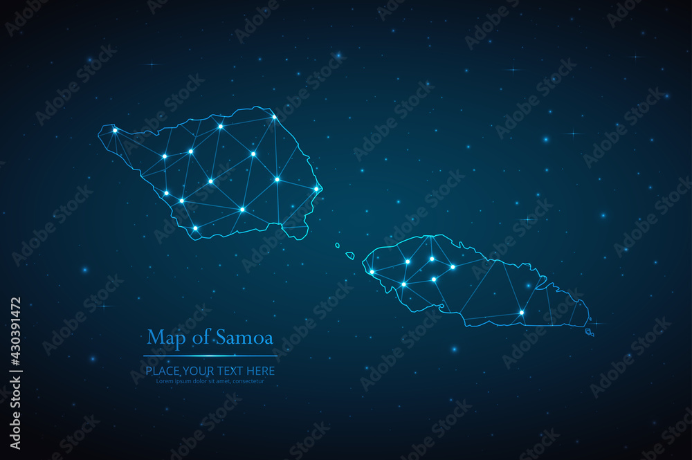 Abstract map of Samoa geometric mesh polygonal network line, structure ...