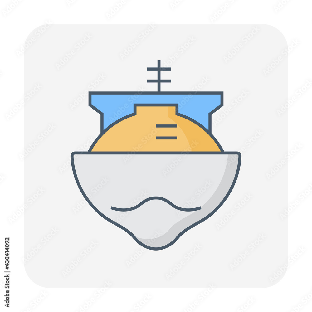 LNG carrier vector icon. Tanker ship with cryogenic tank, vessel. For ...