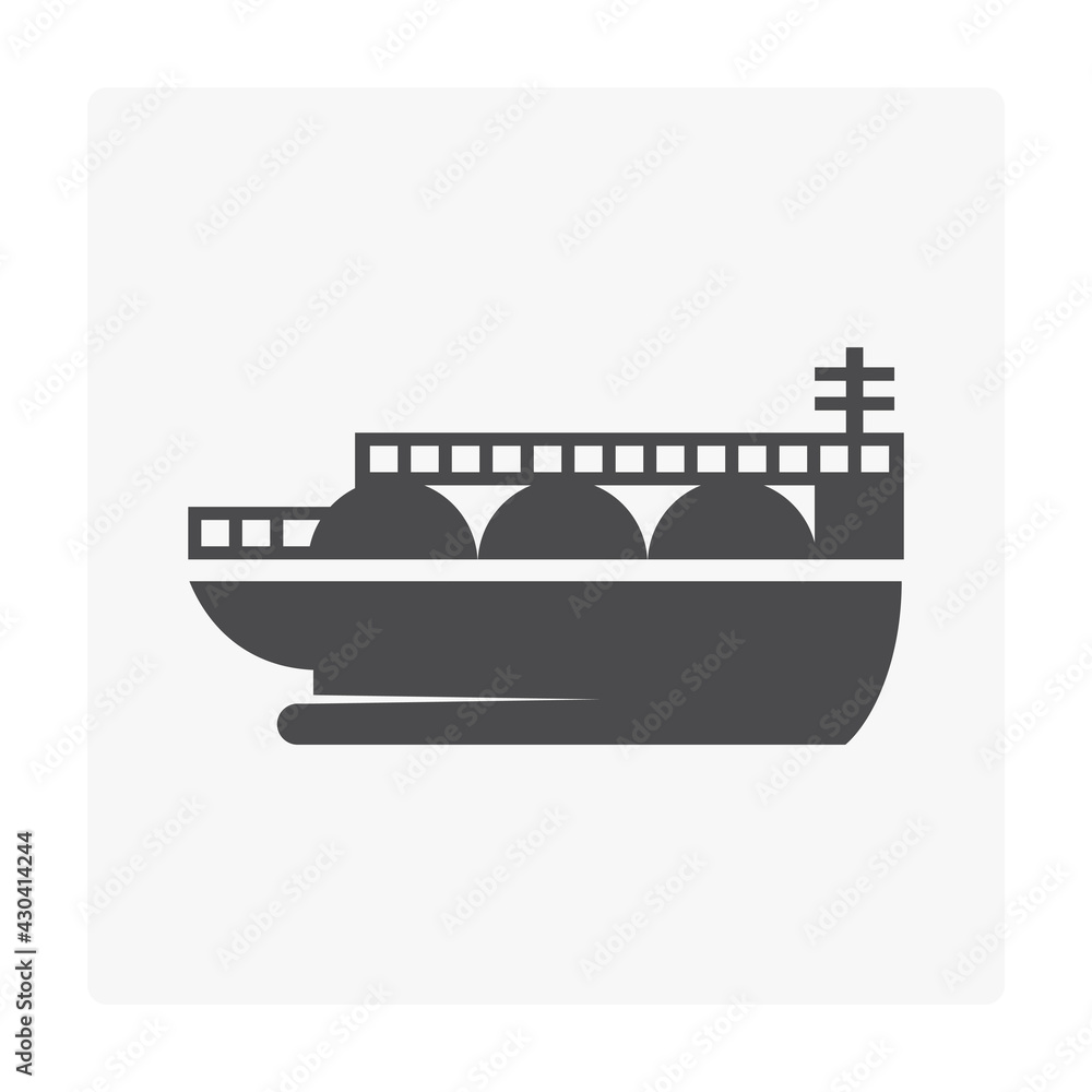 LNG carrier vector icon. Tanker ship with cryogenic tank, vessel. For ...