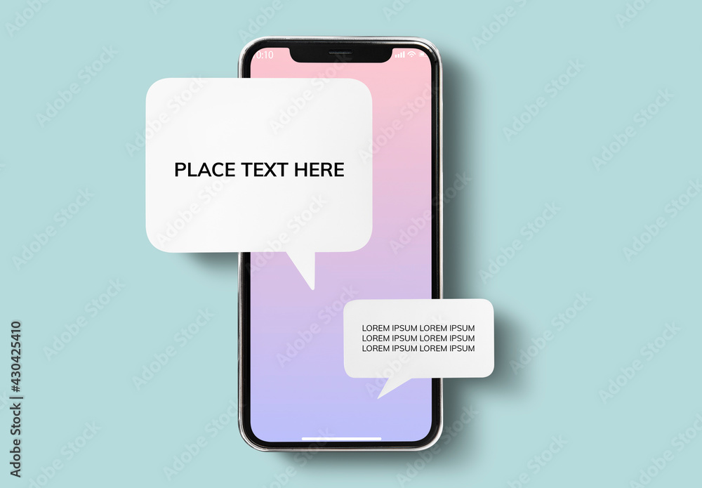 Chat Messaging on Mobile Phone Mockup Stock Template | Adobe Stock