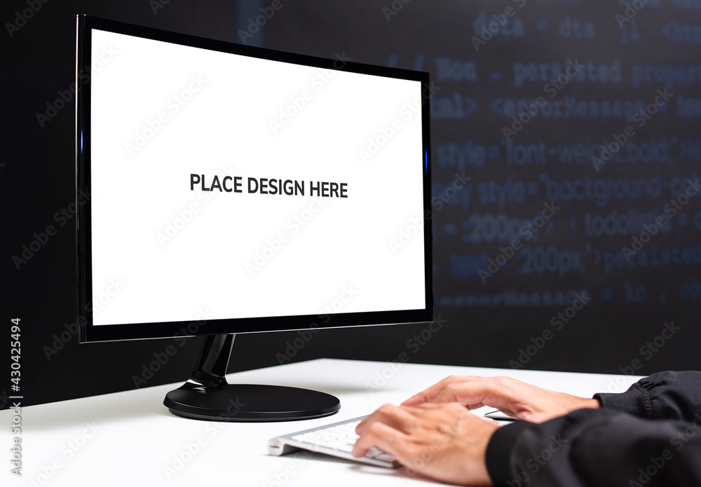 Computer Monitor Mockup Editable Design Stock Template | Adobe Stock