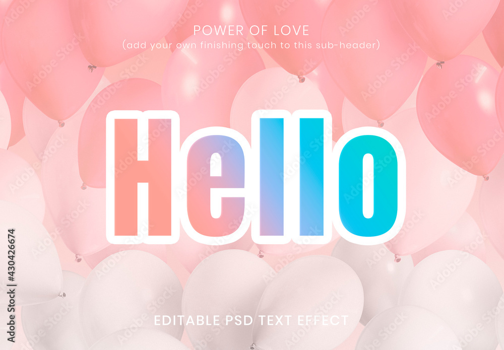 Hello Pastel Gradient Typography Effet Stock Template | Adobe Stock
