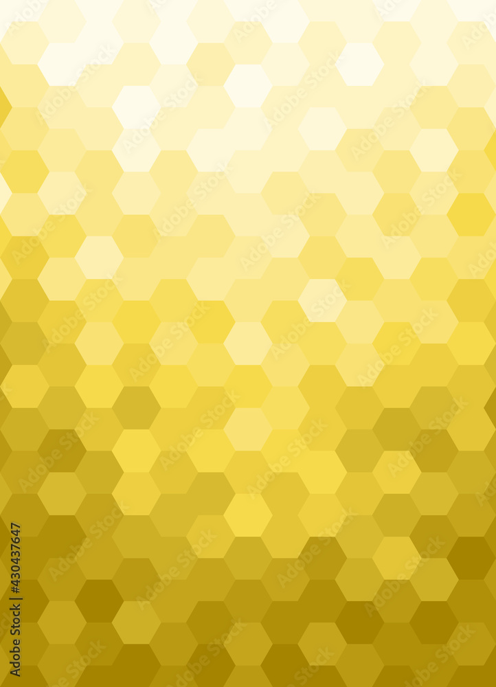 Hexagon shape mosaic pattern abstract background. Yellow gold gradient ...