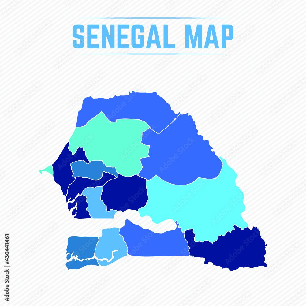 Senegal Detailed Map With Regions Stock Vector | Adobe Stock