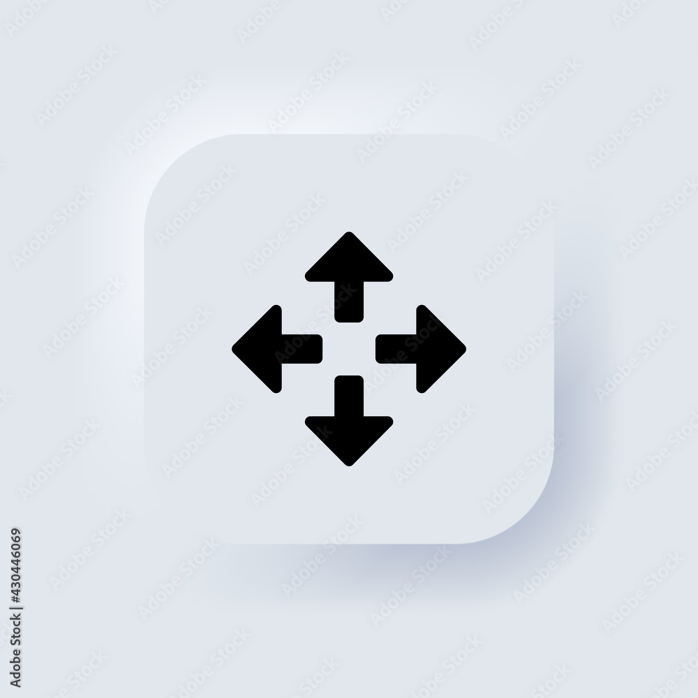 Full screen icon set. Maximize screen. Neumorphic UI UX white user interface web button ...