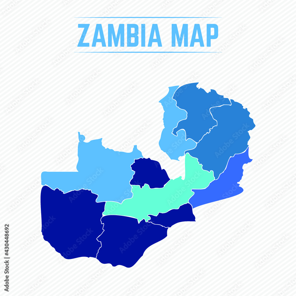 Zambia Detailed Map With Regions Stock Vector | Adobe Stock