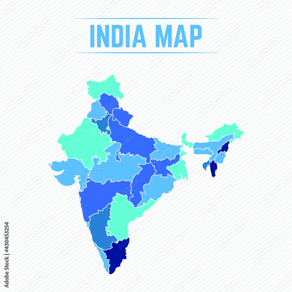 India Detailed Map With Regions Stock Vector | Adobe Stock