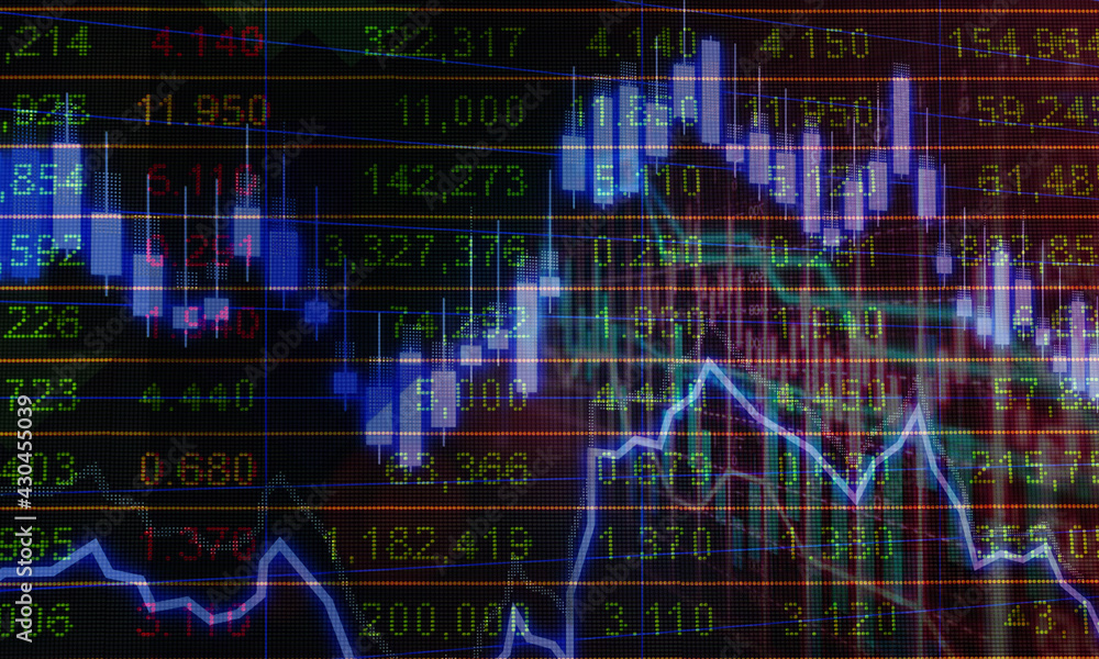 Stock market graphs, charts and numbers blending Stock Illustration ...