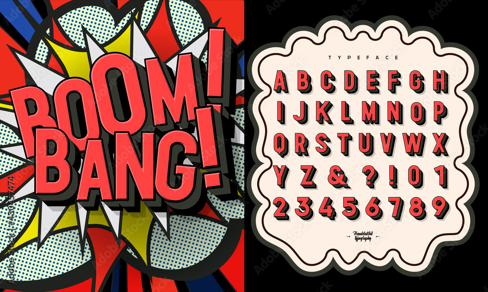 Modern retro Pop Art Font Effect. Comics superhero style font, alphabet ...