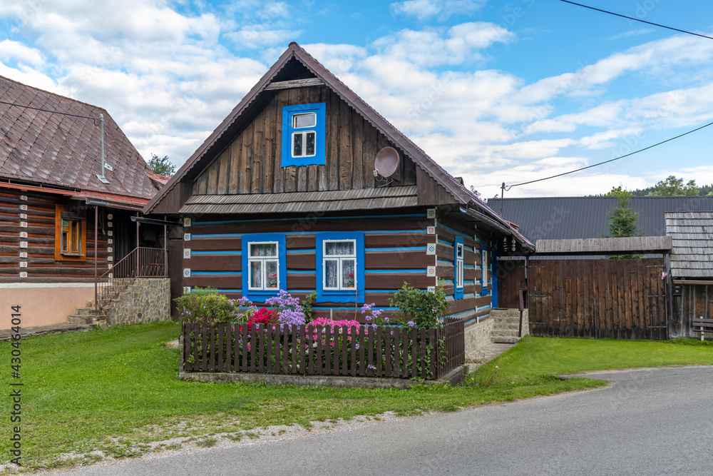 Old wooden houses in village Osturna, Spiska magura region, Slovakia ...