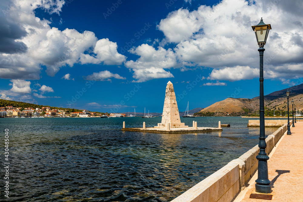 View of the De Bosset Bridge in Argostoli city on Kefalonia island. De ...