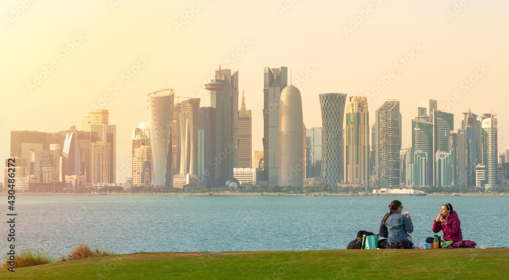 Doha,Qatar- March 30 2020: Background image of Qatar capital city ...