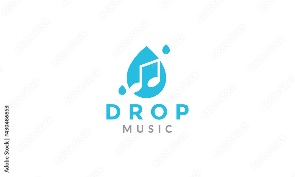 music note with drop water logo symbol icon vector graphic design ...