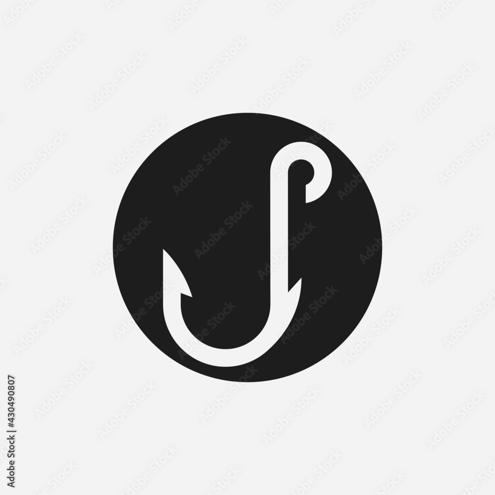fishing hook logo design concept template. fully editable vector. Stock ...