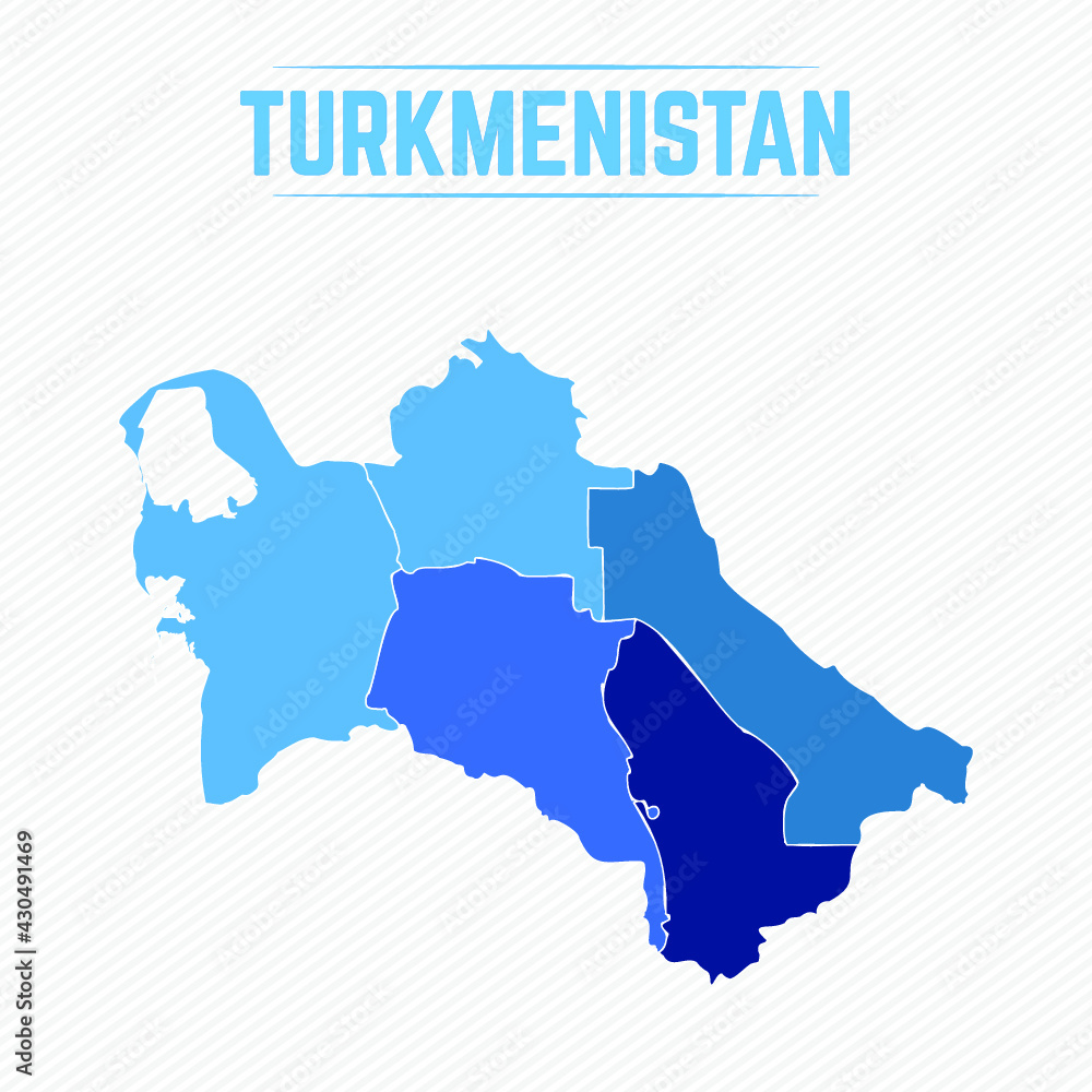 Turkmenistan Detailed Map With Regions Stock Vector | Adobe Stock