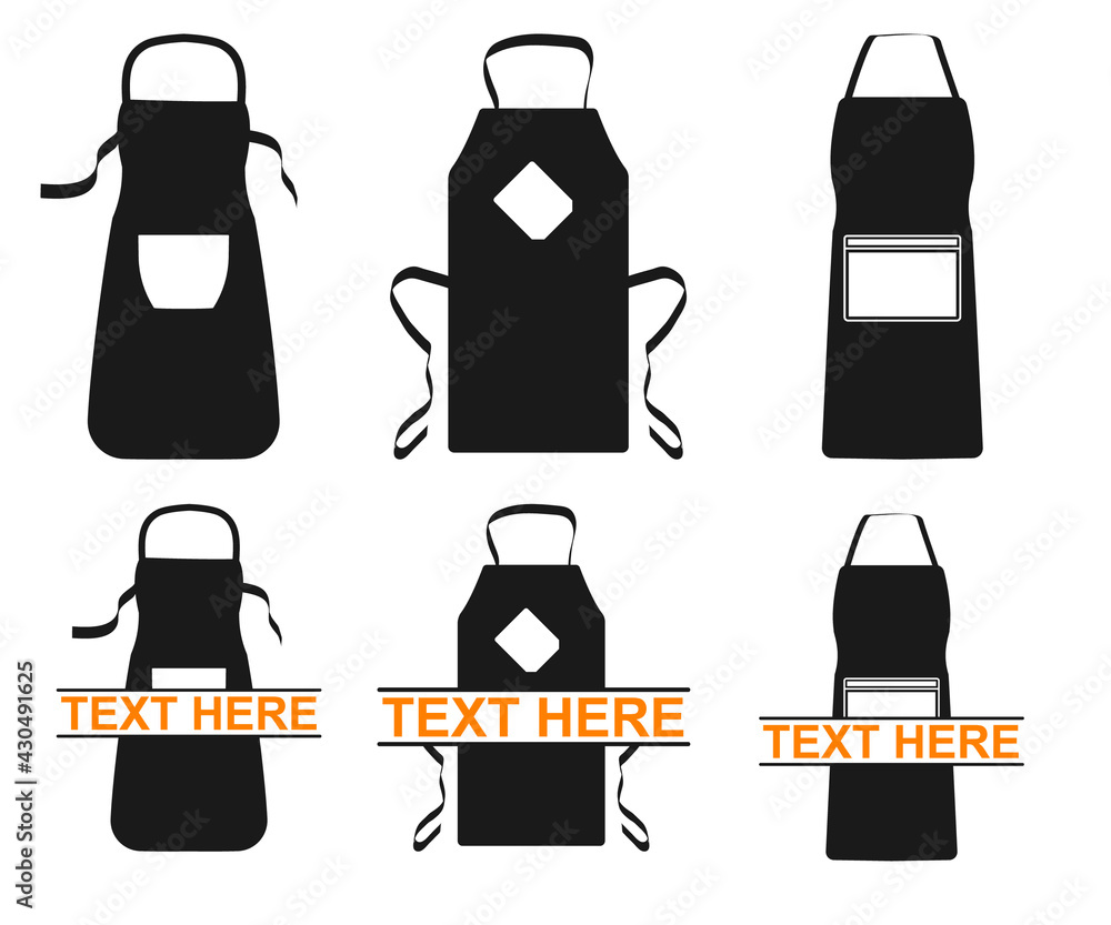Chef aprons. A set of black kitchen textile uniform, protective ...