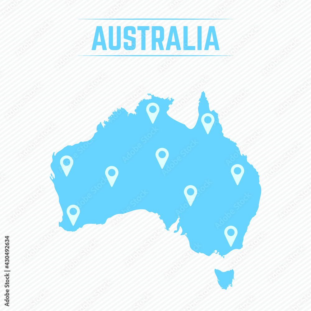 Australia Simple Map With Map Icons Stock Vector | Adobe Stock