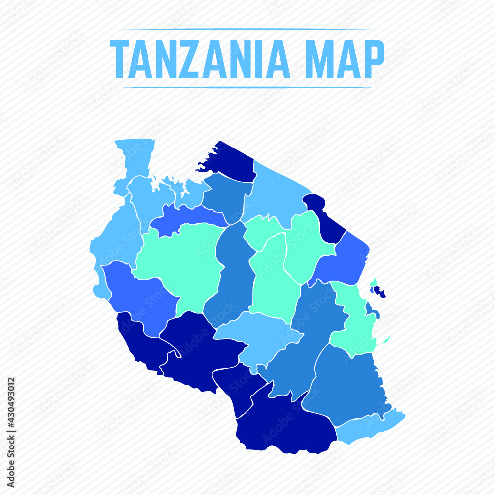 Tanzania Detailed Map With Regions Stock Vector | Adobe Stock