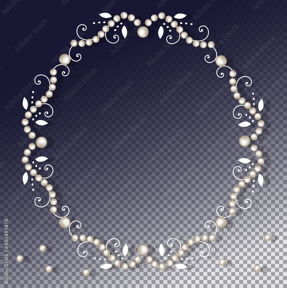 Pearl frame with decorative elements isolated on transparent background ...