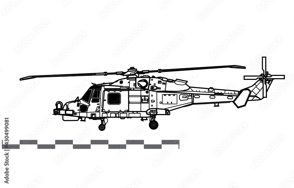 AgustaWestland AW159 Wildcat. Vector drawing of multirole helicopter ...