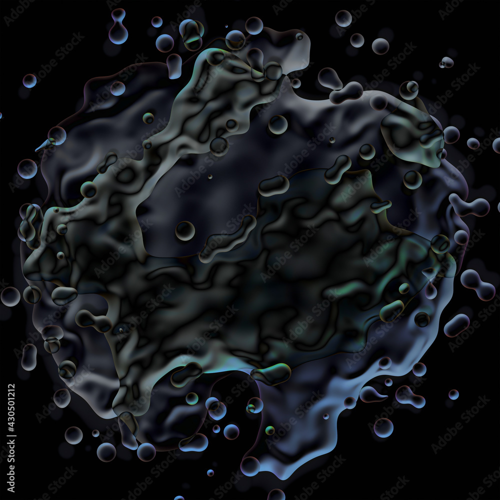Abstract dark shiny golden fluids illustration, bubble gradients shapes ...
