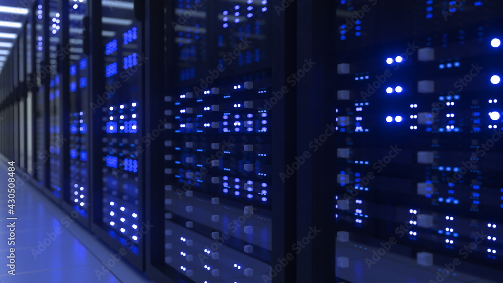 Data Center Computer Racks In Network Security Server Room ...