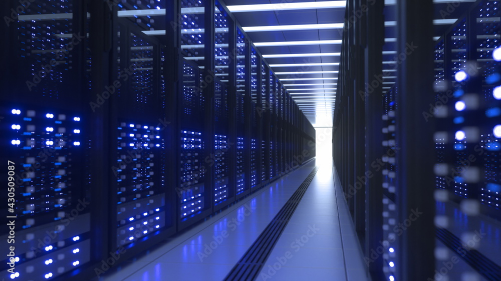 Data Center Computer Racks In Network Security Server Room ...