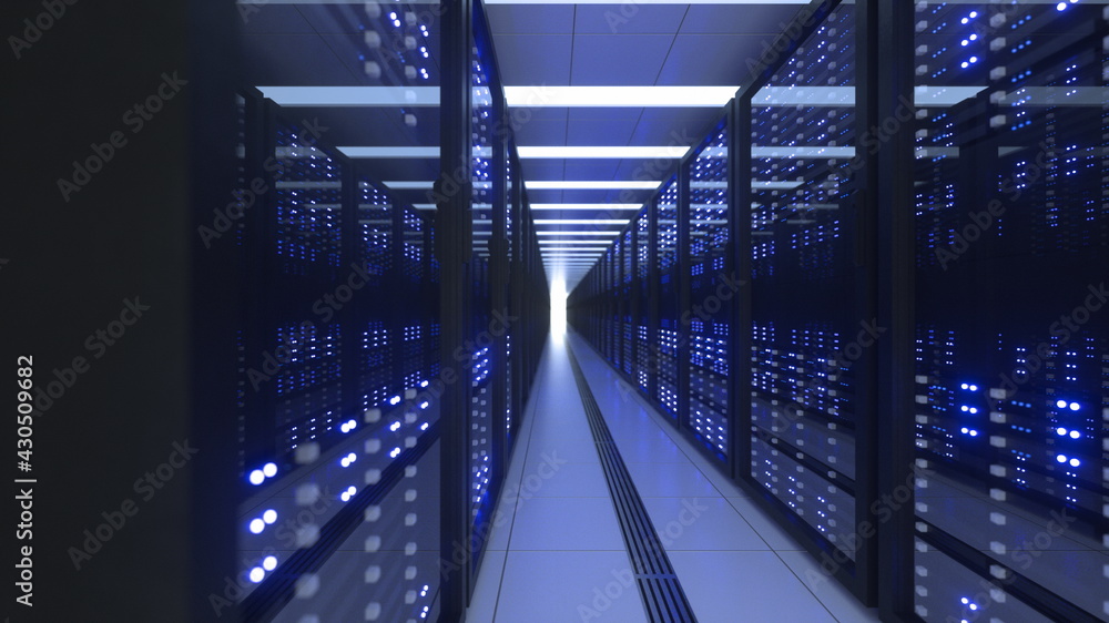 Data Center Computer Racks In Network Security Server Room ...