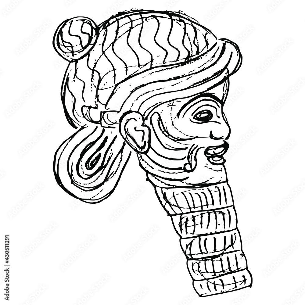 Head in profile of a bearded man. Ancient Sumerian or Elamite male ...