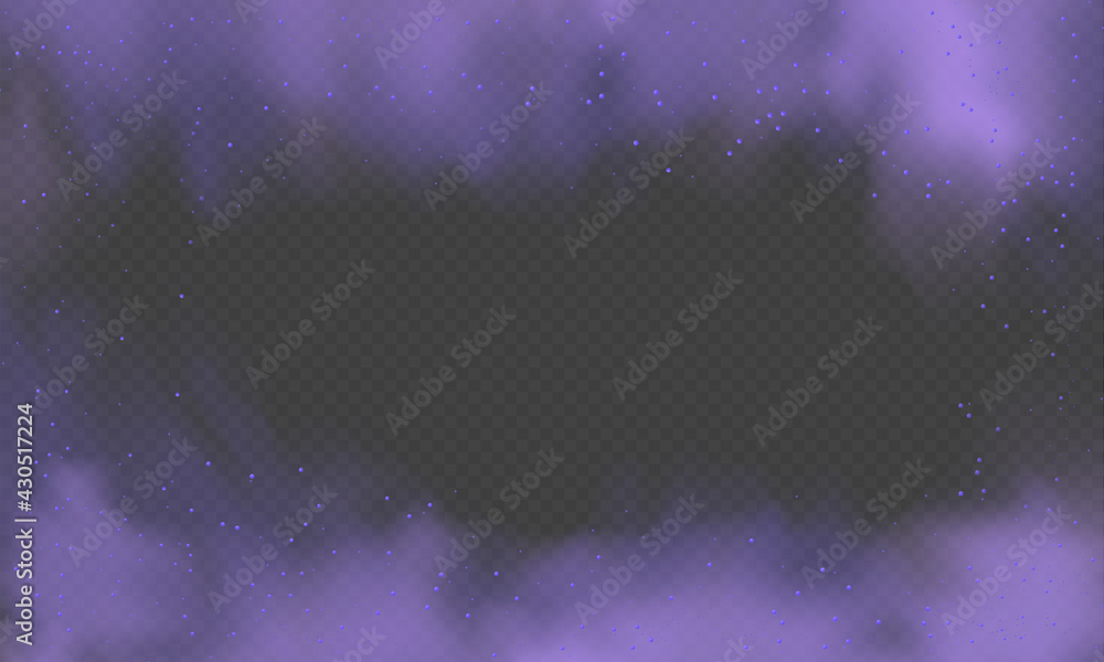 Purple fog or smoke.Purple dust with particles. Violet smoke or dust ...