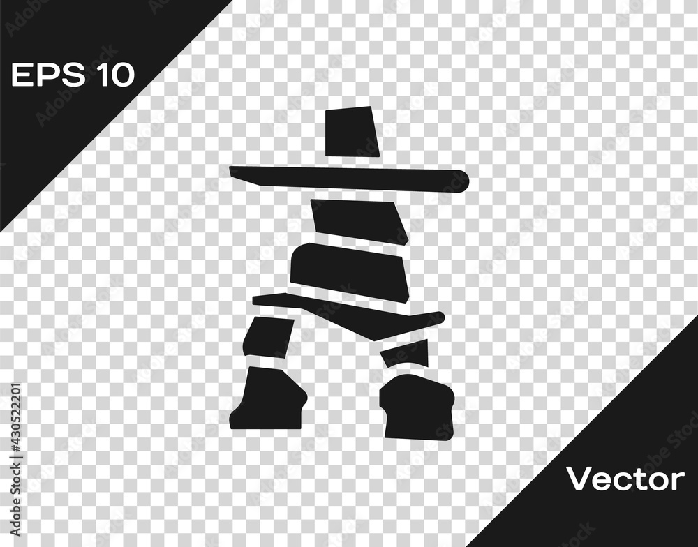 Black Inukshuk icon isolated on transparent background. Vector Stock ...
