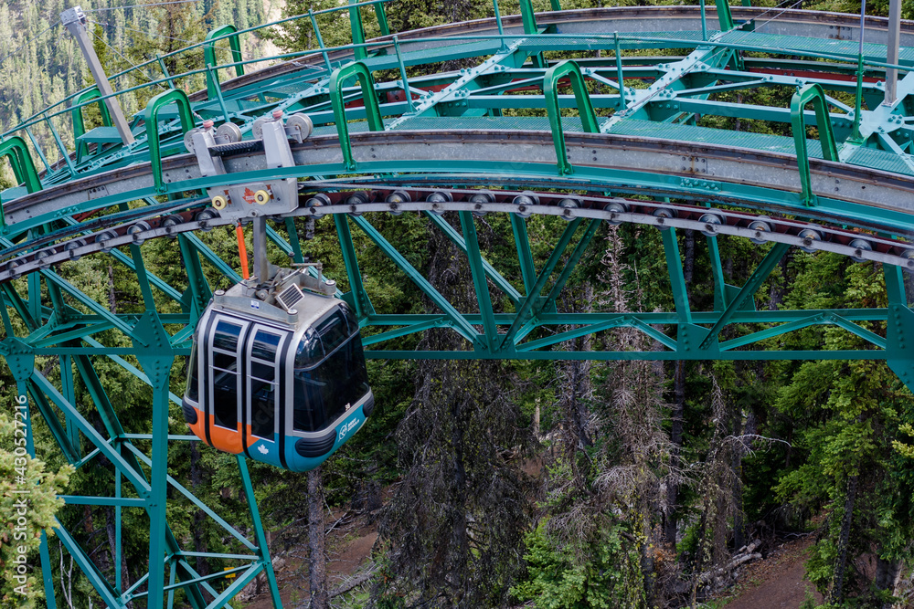 cable car on the hill. cable car in the mountains. Banff national park ...