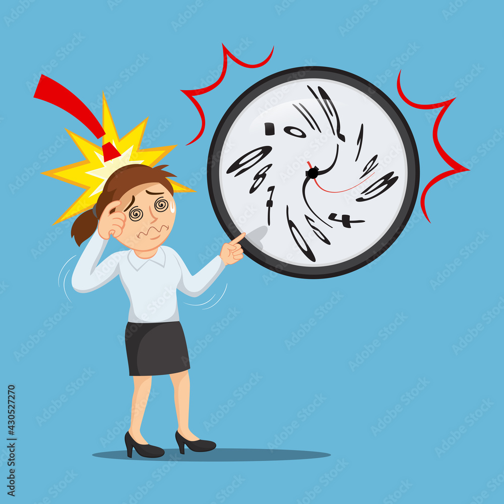 Businesswoman With Crazy Clock, Time management concept, illustration ...