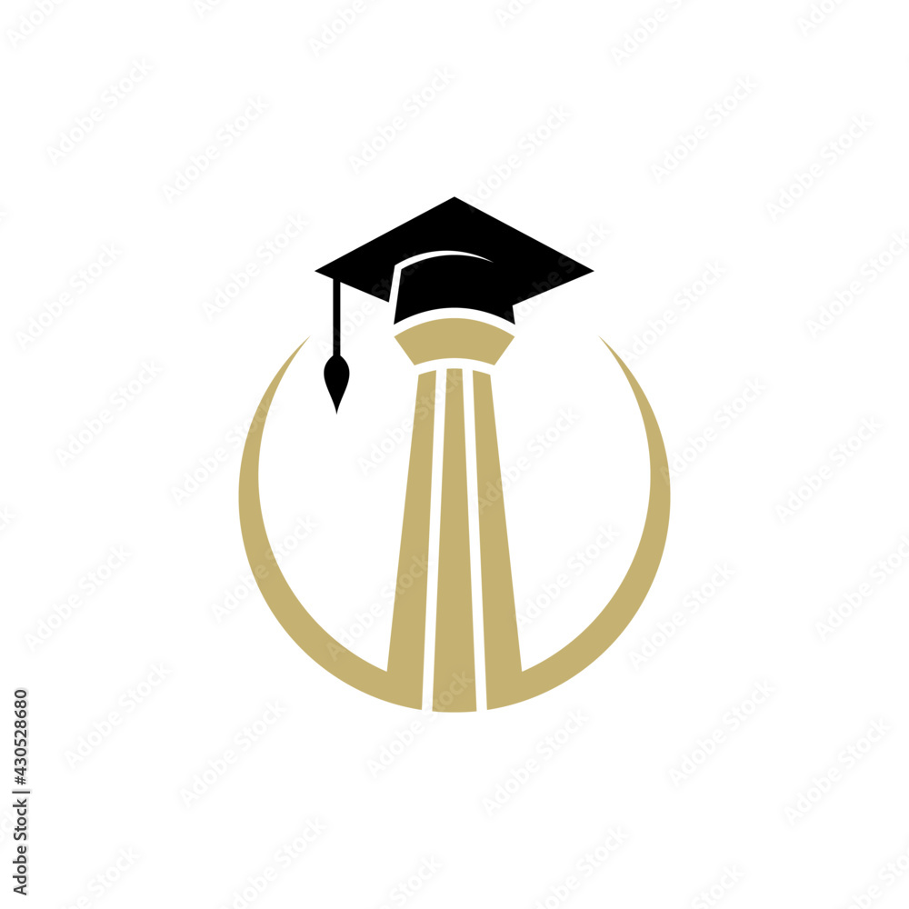 Pillar and toga hat flat logo template ready for use, suitable for law ...