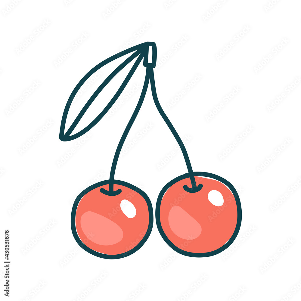 Colorful cherry clipart cartoon. Cherry vector illustration. icon sign ...