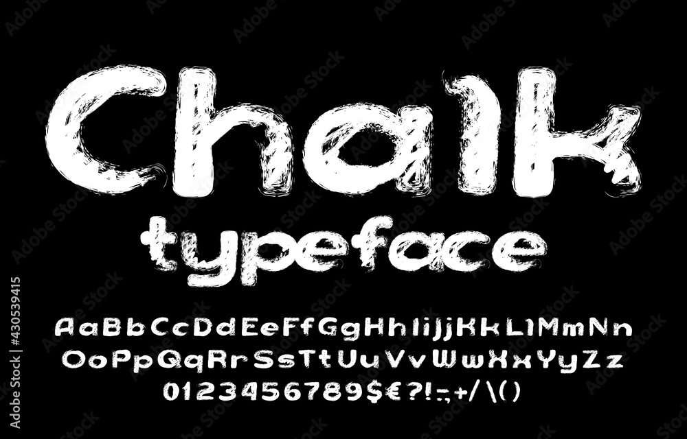 Chalk alphabet font. Hand drawn uppercase and lowercase letters ...
