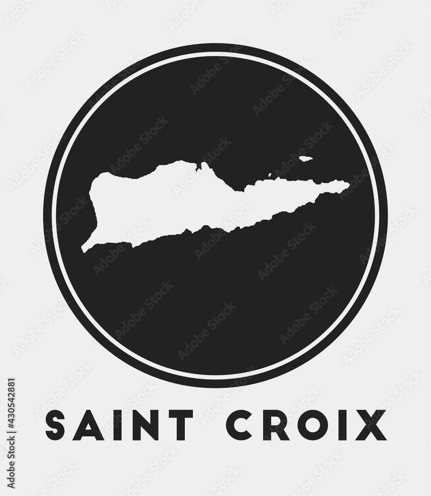 Saint Croix icon. Round logo with island map and title. Stylish Saint ...