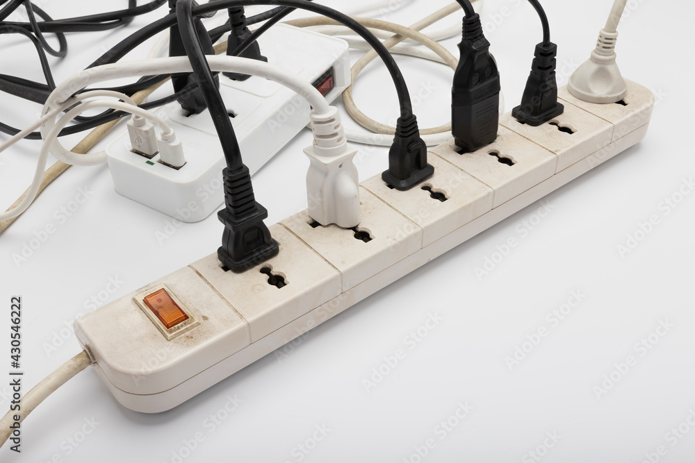 Old Multiple power socket with connected plugs , Multi plug electrical ...