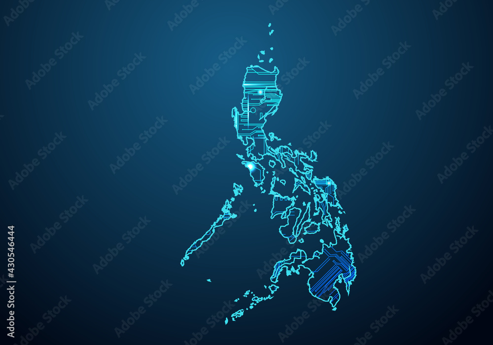 Abstract futuristic map of philippines. Circuit Board Design Electric ...