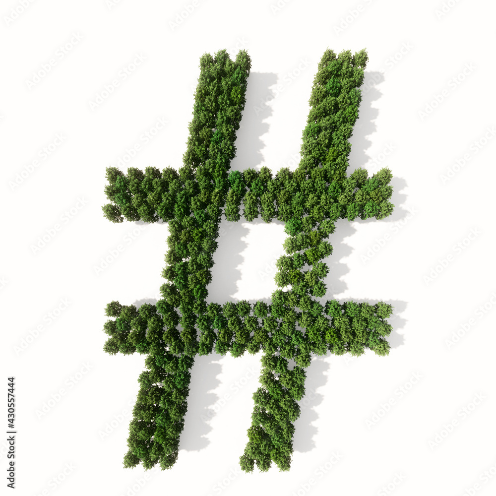 Concept or conceptual group of green forest tree isolated on white ...