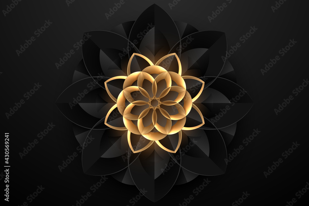 Abstract black and gold geometric flower background Stock Vector ...