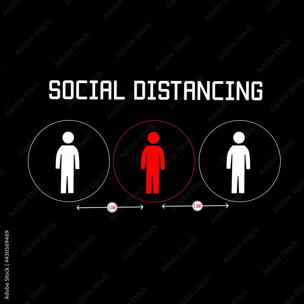 Social distance preventing infection concept %3A Top view of 1 meter ...