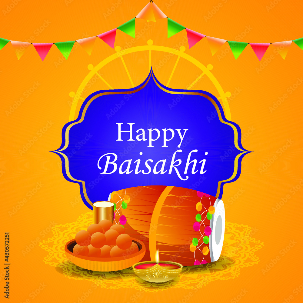 colorful Happy Baisakhi Background design Stock Vector | Adobe Stock
