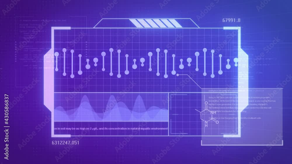 Technology cyberspace HUD FUI design of DNA molecule structure. Virtual ...