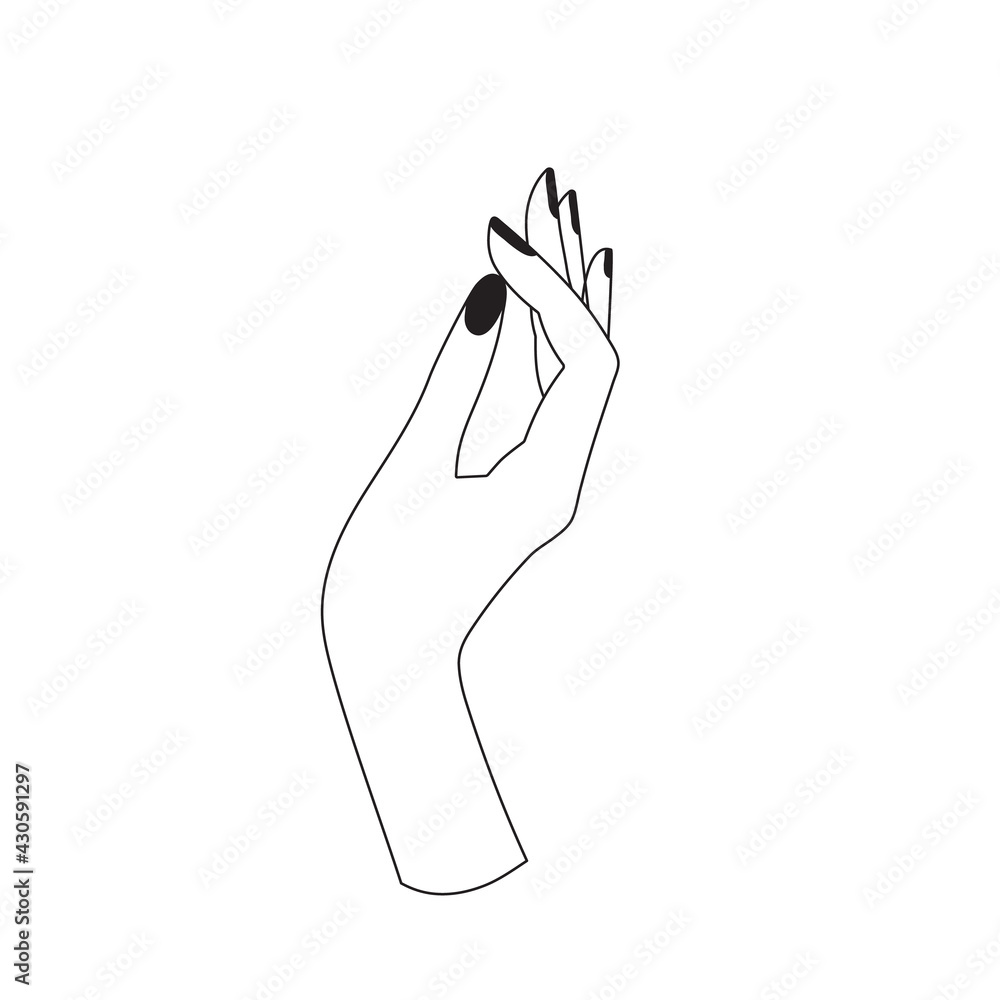 Woman's hand icon outline style. Elegant female hand in a trendy ...
