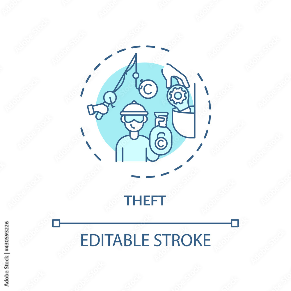 Theft concept icon. Copyright infringement type idea thin line ...