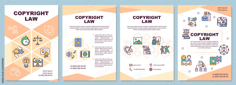 Copyright law brochure template. Copy another person work. Flyer ...