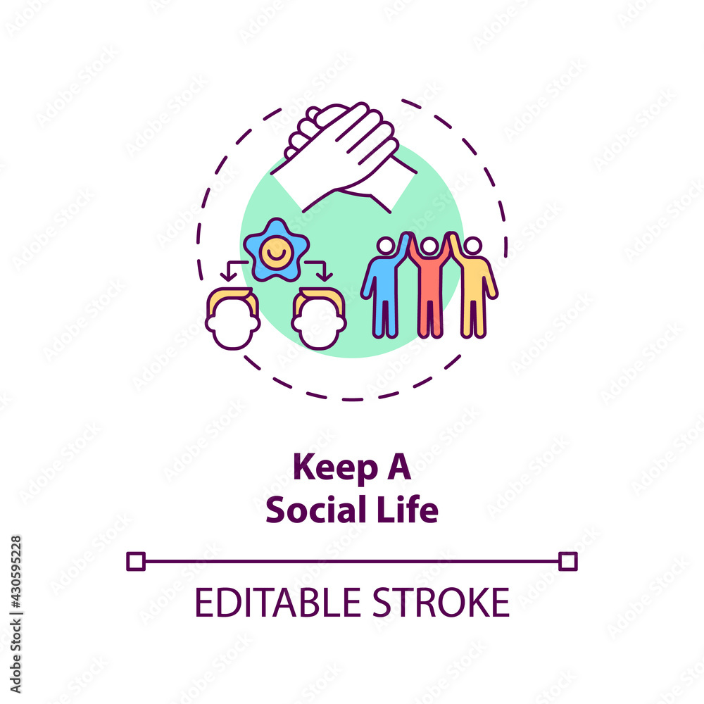 Keep a social life concept icon. Be communicative idea thin line ...